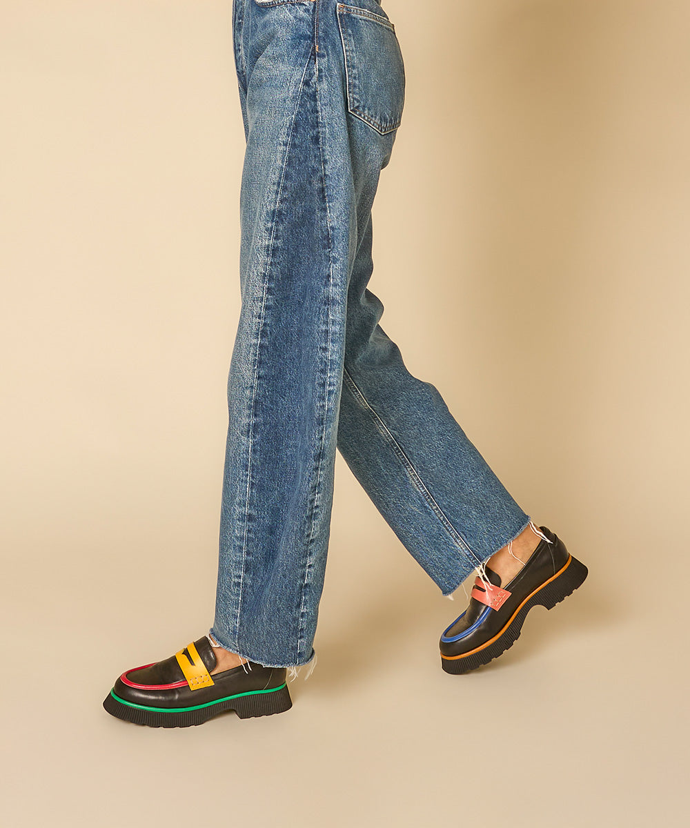 Adam Leather Platform Loafer, Treasure Black – Charlotte Stone