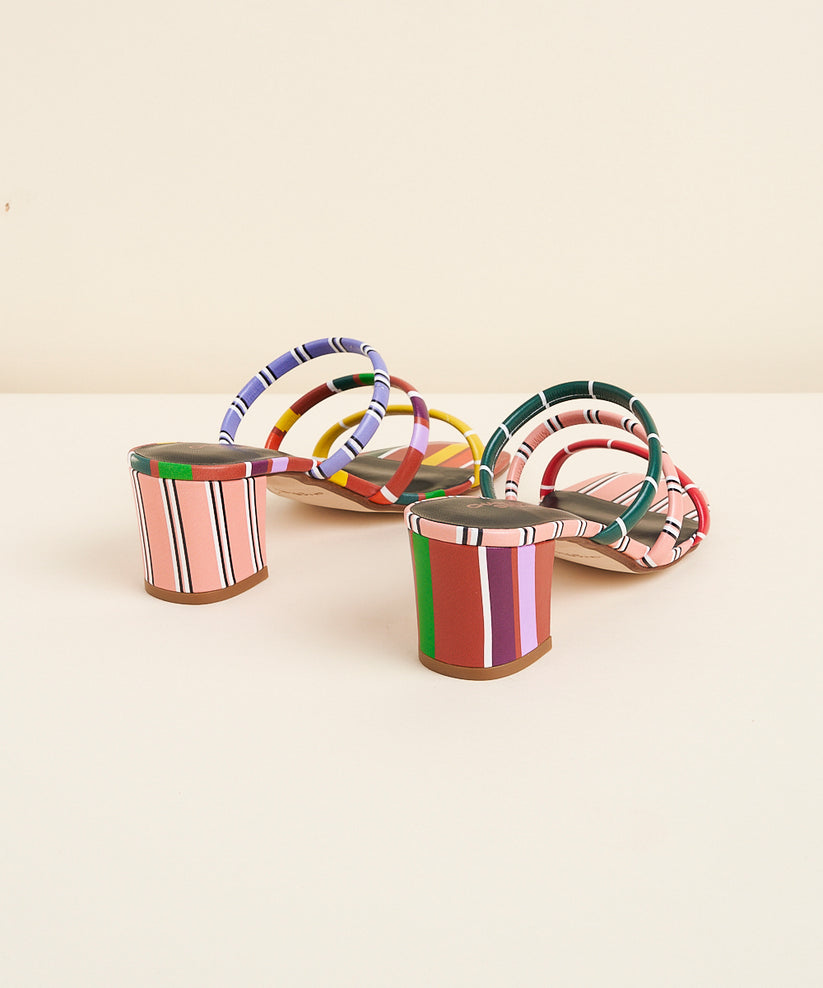 Belle Strappy Heeled Sandal, Columbia Stripes – Charlotte Stone