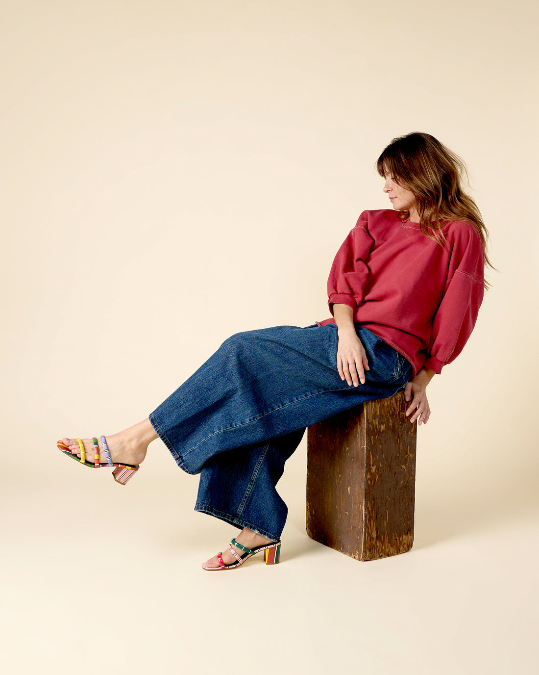 Belle Strappy Heeled Sandal, Columbia Stripes – Charlotte Stone