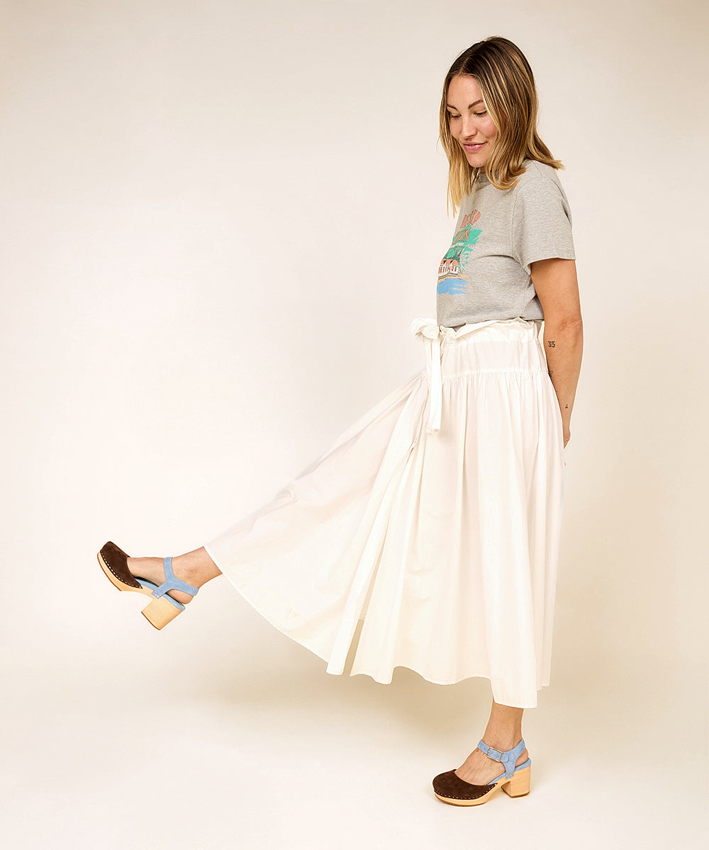 Maud Mary Jane Clog, Umber Brown with Sky Blue – Charlotte Stone